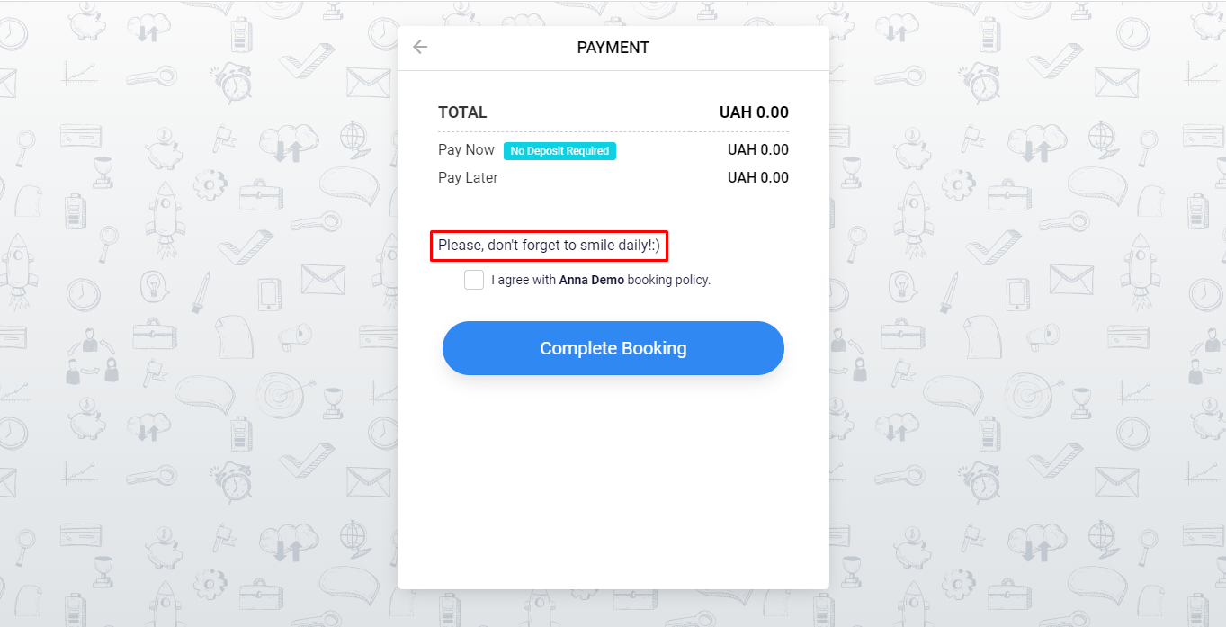 How to Show Notice Message Before Booking Completion